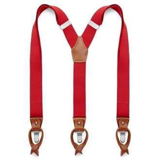 Trendhim Bretelles pour homme - Bretelles - Distributeur en Y r&eacute;glable avec cuir et clips pour un ajustement parfait, rouge, taille unique