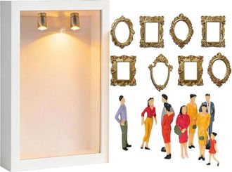 Generic DIY Mini-Museums-Silhouetten-Box, LED-Leucht-Silhouetten-Vitrine mit Holzfiguren, Memory-Rahmen-Set f&uuml;r Heimwanddekoration, Schlafzimmer und Wohnzimme