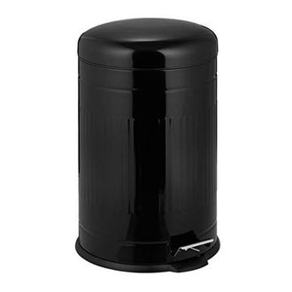 Relaxdays Treteimer 20l, Anti-Rutsch Pedal, Inneneimer mit Henkel, Abfalleimer K&uuml;che, Tretm&uuml;lleimer, Edelstahl, schwarz