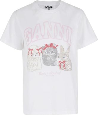 Ganni Femme, Tops, Blanc, Taille: 40 FR T-Chemises