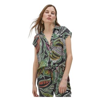 Lola Casademunt Bluse mit tropischem Print - - Blouses & Shirts - Damen - Schwarzk - XL