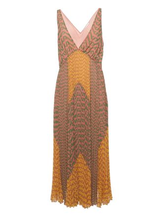 Self Portrait Chiffon-Maxikleid mit Logo-Print - Rosa