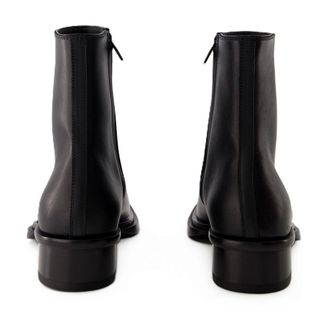 Alexander McQueen Mens Cuban Stack Heel Leather Ankle Boot Black