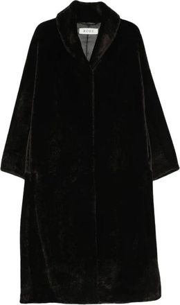 R&oacute;he Mantel mit Schalkragen aus Lammfellimitat - - Jackets - Damen - Schwarzk - XS