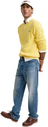 GANT Herren Cotton Cable C-Neck Pullover, Banana Yellow, 4XL EU