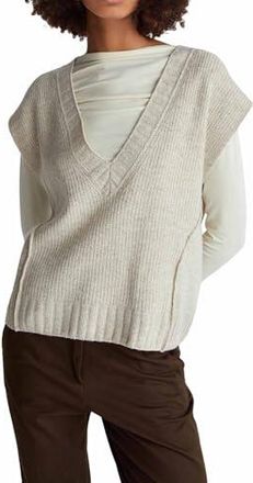Benetton Maglia Scollo V S/M 126wd4033 Gilet pour Homme, Beige, M Femme