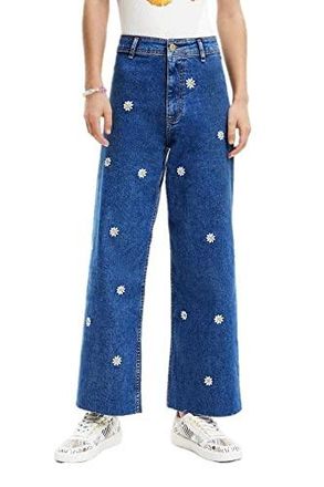 Desigual Woman Denim Long Trouser Pantalon décontracté, Bleu, 40 Femme