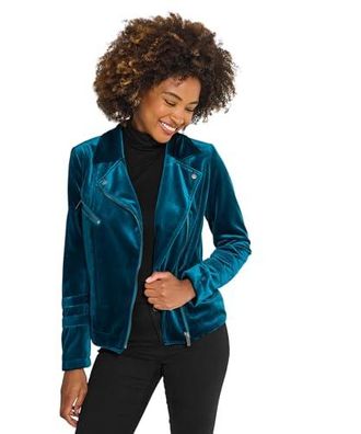 Joe Browns Cropped Velour Biker Jacket Veste, Vert, 42 Femme