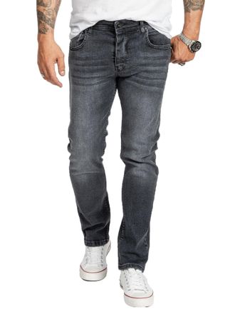 Rock Creek Herren Jeans Regular Fit Stretch Jeans M&auml;nnerhose Herrenjeans Denim Hosen Herrenhose Straight Cut Stonewashed RC-2413 Grau W42 L36