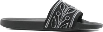 Casablanca embroidery slide sandals - Schwarz