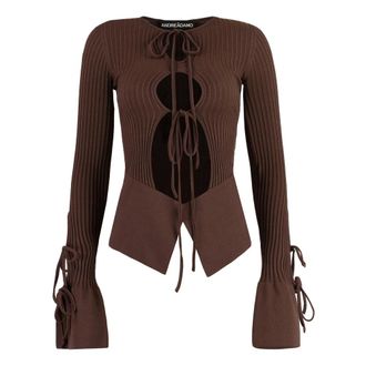 ADĀMO Andrea Adamo Top mit Ausschnitten - - Tops - Damen - Braun - L
