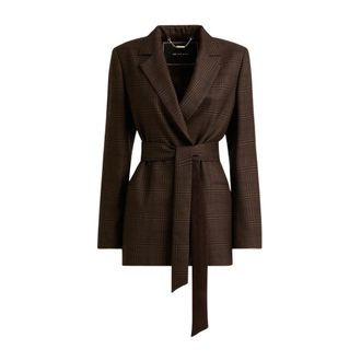 Kiton Kaschmir Glencheck G&uuml;rtelblazer - - Jackets - Damen - Braun - S