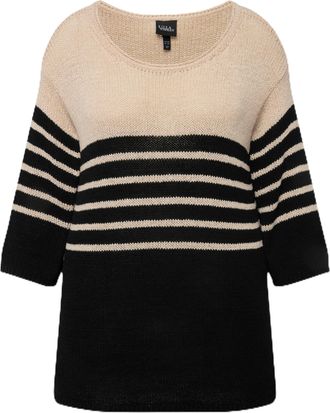 Ulla Popken Damen Streifen Pullover, Schwarz, 46-48
