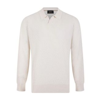 HUGO BOSS Homme, Tops, Blanc, Taille: M Polo en Soie Camel