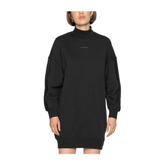 Calvin Klein Logo Trim Mockeck Kleid - - Dresses - Damen - Schwarzk - S