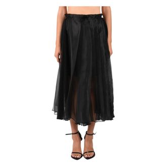 Meimeij Jupe midi en organza brod&eacute; - Femme - Jupes - Noir - Taille: 38 FR