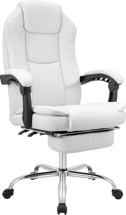 Clp B&uuml;rostuhl ergonomisch mit Fu&szlig;ablage Castle, Schreibtischstuhl gepolstert Kunstleder, Drehstuhl h&ouml;henverstellbar bis 130 kg belastbar, Farbe:wei&szlig;