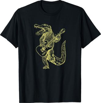 Seembo Alligator spielt Gitarre Krokodil Gitarristen Rockmusiker T-Shirt