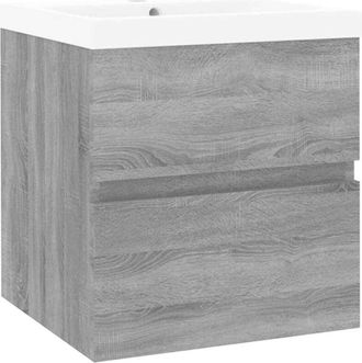 vidaXL vidaXL Waschbeckenschrank mit Einbaubecken Grau Sonoma Holzwerkstoff