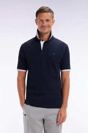 Eden Park Maillot &Agrave; Manches Courtes En Coton Marine Et Gris Broderie Dos Coupe Droite