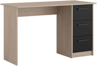 Parisot Bureau droit 3 tiroirs - D&eacute;cor chene Brooklyn - l 121,4 x p 55 x h 74.5 cm - essentielle