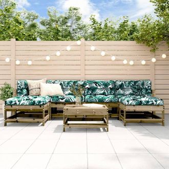 vidaXL 7-tlg. Garten-Lounge-Set mit Kissen Impr&auml;gniertes Kiefernholz Vidaxl