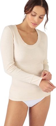 Damart Damen Lang&auml;rmliges T-Shirt mit freiem Rundhalsausschnitt, mit Thermolactyl gef&uuml;ttertes Rippstrick, W&auml;rmegrad Intense 4 meliert Ecru M