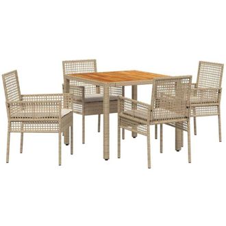 vidaXL Vidaxl - Ensemble de salle &agrave; manger pour jardin 5 pcs Beige Poly rotin