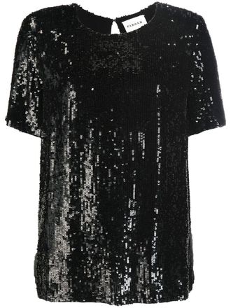 P.A.R.O.S.H. Kurzärmeliges Paillettenoberteil - Schwarz