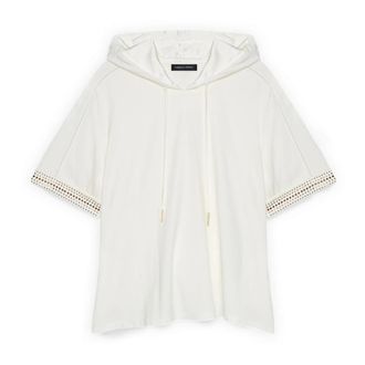 Fiorella Rubino T-Shirt mit Kapuze und Hotfix-Besatz - - Sweatshirts & Hoodies - Damen - Wei&szlig; - L