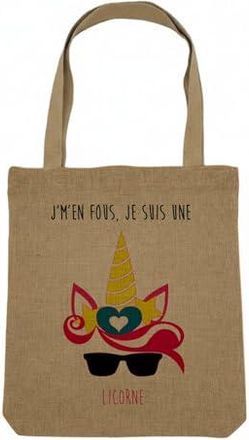 Fabulous Sac Shopping Tote Bag Aspect Lin - JMEn Fous Je Suis Une Licorne Dessin Corne Oreilles et Lunettes de Soleil Animaux Fantastiques - Sac de Courses Toi