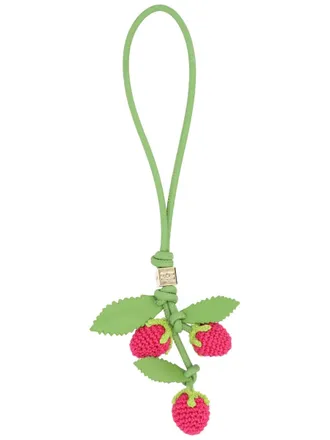 Ganni Womens Bag Charm Raspberry Flower Multicolour Recycled Leather Accessories