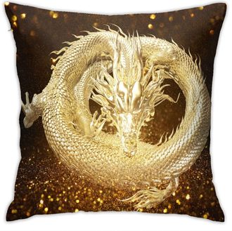 AOOEDM &Uuml;berwurf-Kissenbez&uuml;ge, asiatisch, japanische Kunst, Psychedelic, Gold-Drachen-Design, quadratischer Kissenbezug f&uuml;r Wohnkultur, Sofa, Auto, Schlafzimm