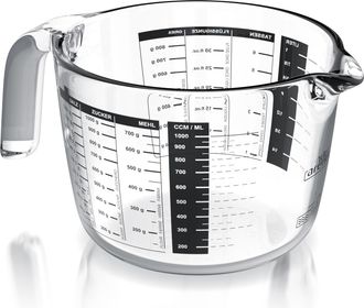 Arendo Messbecher Glas 1l - 1000 ml - Messkrug Borosilikatglas - hitzebeständiges Glas - Mikrowellen geeignet - präzise Skala