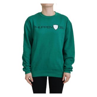 Philippe Model Femme, Sweatshirts et sweats &agrave; capuche, Vert, Taille: 34 FR Pull Vert Imprim&eacute; &agrave; Manches Longues