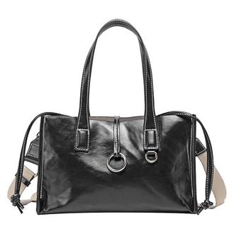 Generic Sac fourre-tout d&eacute;contract&eacute; en cuir synth&eacute;tique pour femme, sac &agrave; bandouli&egrave;re tendance pour le travail, le shopping, les voyages au quotidien, Noir, 1