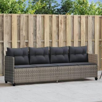 vidaXL Sonnenliege mit Kissen Grau Poly Rattan - Vidaxl