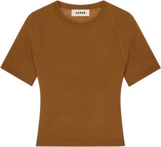 &Aacute;eron Femme, Tops, Brun, Taille: 42 FR Hilary Top &agrave; Manches Courtes