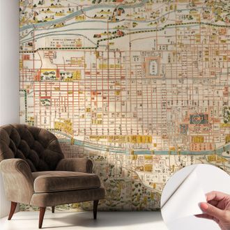 Tulup Carta Da Parati Autoadesiva - Fotomurale Adesivo - Design Elegante - Stile Moderno - Mappa Antica 250x250 Cm