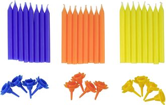 Dr. Oetker Maus Kerzen DieMaus, farbige Geburtstagskerzen, Farbkerzen f&uuml;r Kuchen und Torten, hochwertige Kuchenkerzen (Farbe: Orange, Blau, Gelb), Menge: 1 x 24 