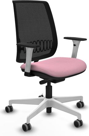 Piqueras y Crespo Schreibtischstuhl in Rosa mit Ringrollen mit wei&szlig;en und schwarzen Armlehnen, h&ouml;henverstellbare Lendenwirbelst&uuml;tze, ausgestattet mit Syncro/Traslack. S