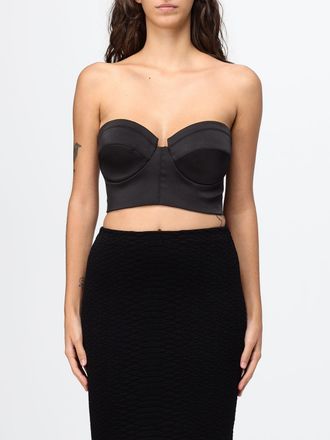 Elisabetta Franchi Top bustier court en cr&ecirc;pe avec encolure en caur