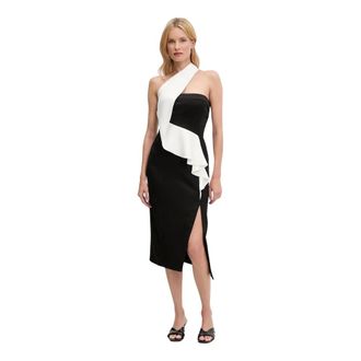 Karl Lagerfeld Robe Asym&eacute;trique BW - Femme - Robes - Noir - Taille: 40 FR