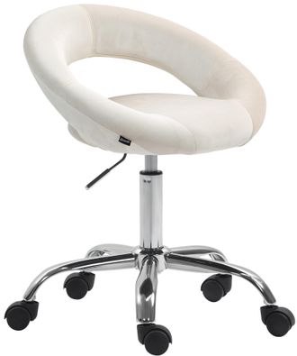 Clp Arbeitshocker Olinda Samtbezug I Rollhocker mit R&uuml;ckenlehne I Arbeitsstuhl auf Rollen h&ouml;henverstellbar und drehbar, Farbe:Creme