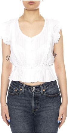 Lee Femme, Blouses et Chemises, Blanc, Taille: 38 FR Regular Ruffle Sleeve Shirt