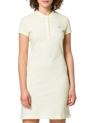 Tommy Hilfiger Damen Slim SS Polo Dress L&auml;ssiges Kleid, Frosted Lemon, L