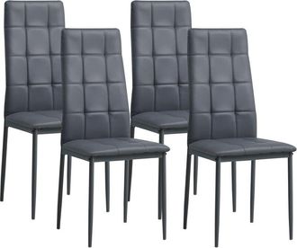 Albatros-Moebel Esszimmerstühle rimini 4er Set, Grau - Edles Italienisches Design, Polsterstuhl Kunstleder-Bezug, Modern und Stilvoll am Esstisch - Küchenstuhl