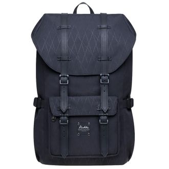 KAUKKO Laptop-Rucksack, funktionelle Outdoor-Tasche für Reisen & Camping, Studentenrucksack für Studenten, Schwarz [Ep5-18], L, Tagesrucksa