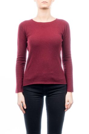 DALLE PIANE CASHMERE Rundhalsausschnitt 100% Kaschmir, Made in Italy - Damen, Farbe: Bordeaux, Größe: M