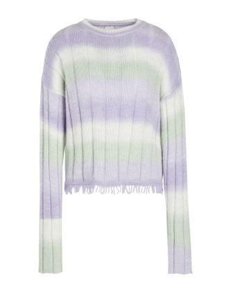 8 by YOOX MULTICOLOR CREW-NECK FRINGED SWEATER
